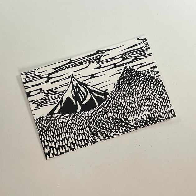 Mountain Block Print - Blank Card – The Workhouse Bend